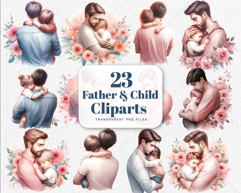 Watercolor Father's Day Clipart I Love Fathers Day Bundle Best Dad Day ...