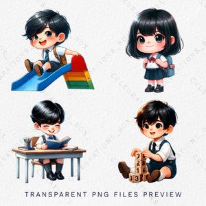 Back to School PNG, Cute School Children Clipart, Elementary School ...