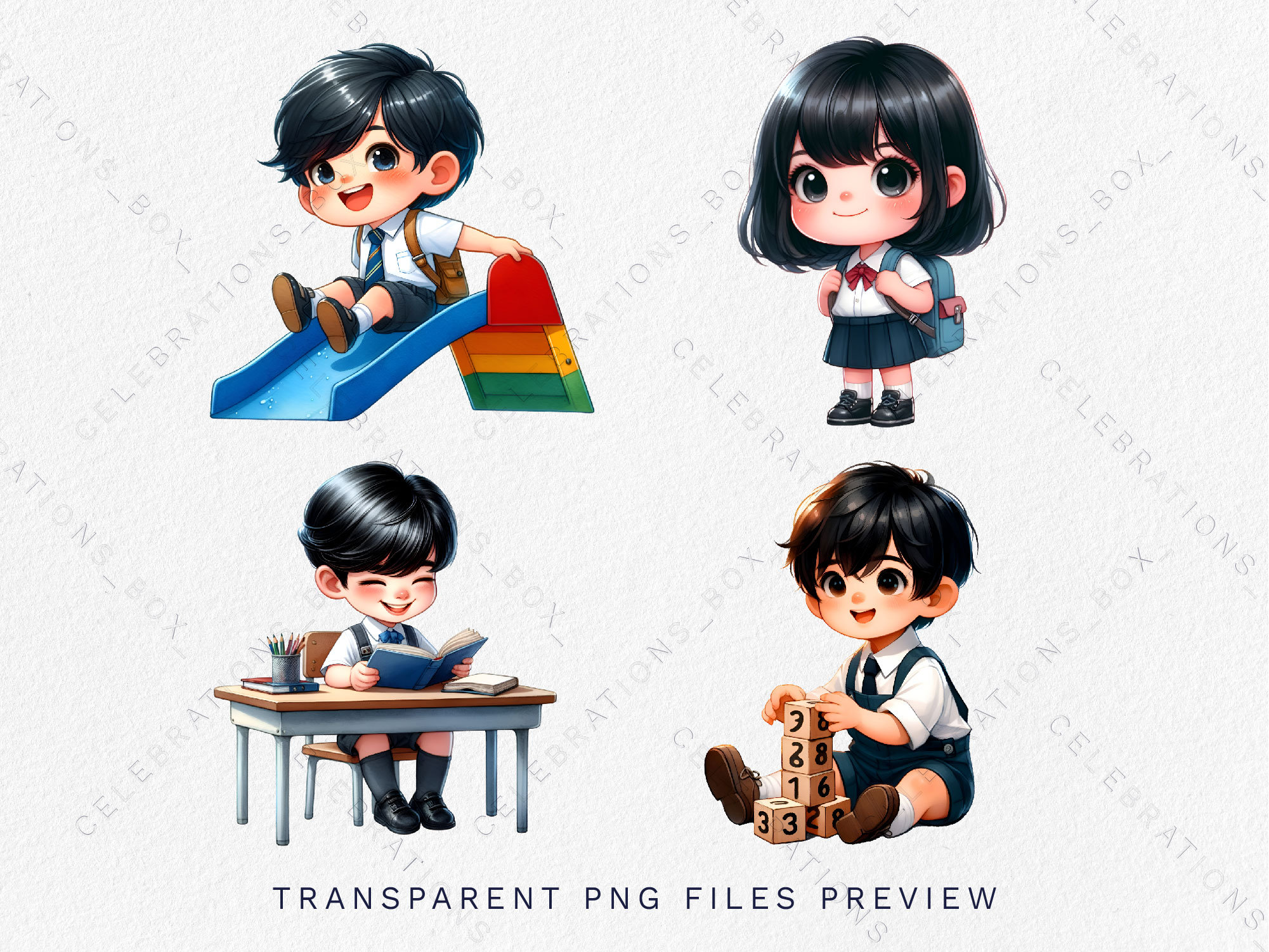 Back to School PNG, Cute School Children Clipart, Elementary School ...