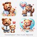 Happy Fathers Day Clipart Bundle, Watercolor Cute Bear Daddy and Me ...