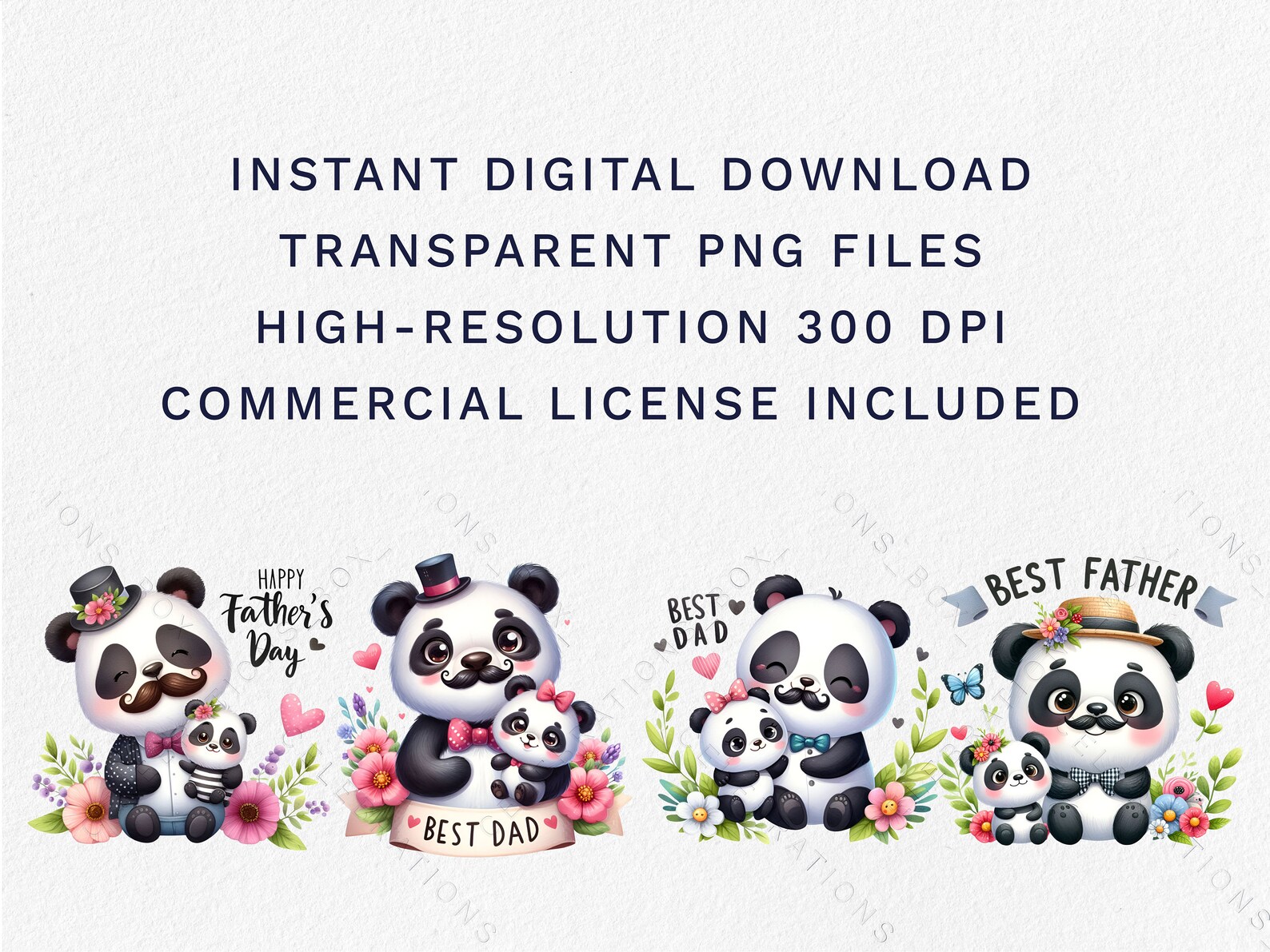 Daddy Panda & Baby Panda Clipart Watercolor Dad and Son Clipart, Happy ...