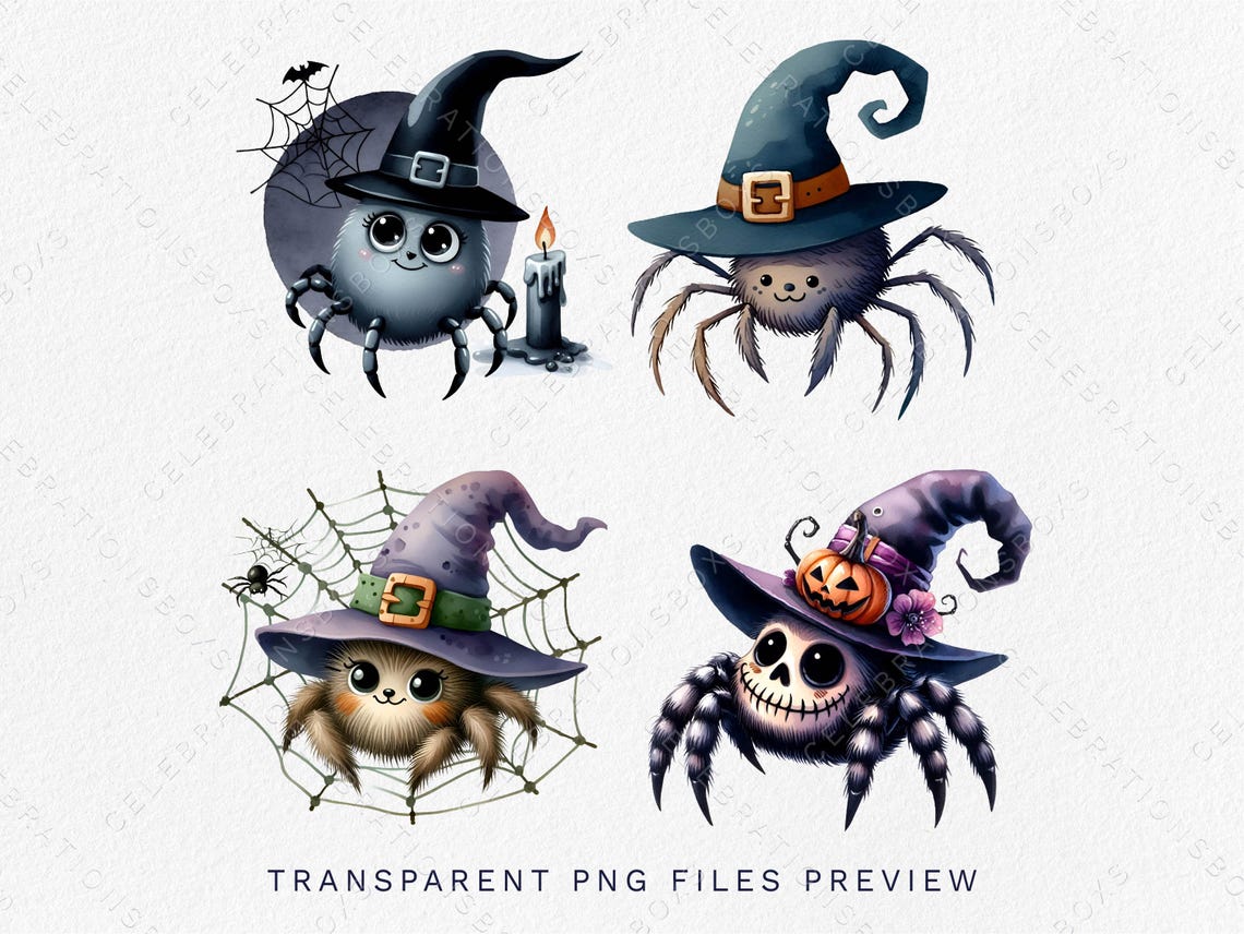 Cute Halloween Spider Clipart, Kawaii Spider, Adorable Halloween Spider ...