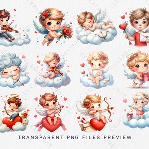 Cute Cupid Clipart Bundle Valentines Day PNG Watercolor Whimsical Cupid ...