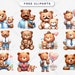 Happy Fathers Day Clipart Bundle, Watercolor Cute Bear Daddy and Me ...