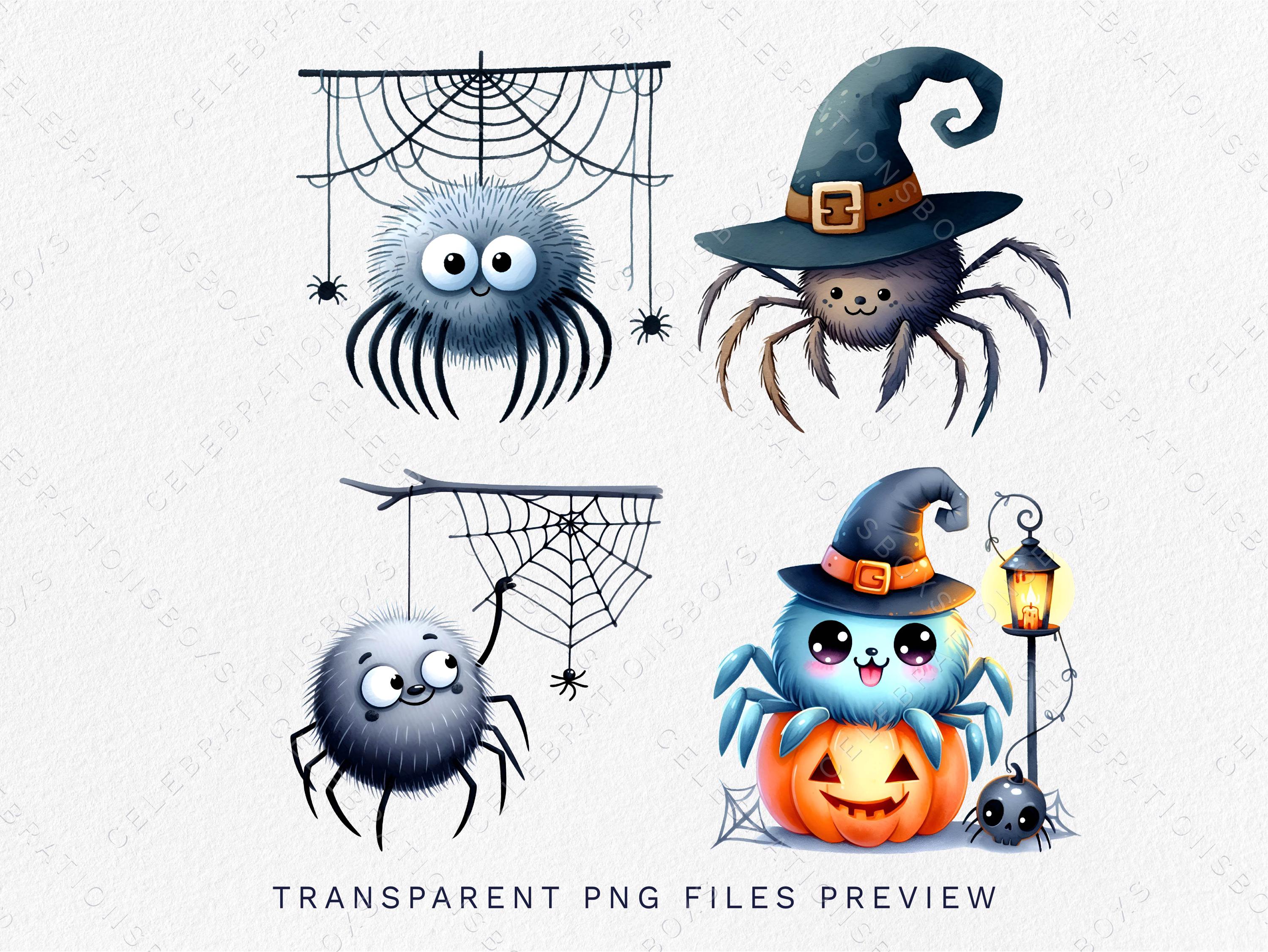 Cute Halloween Spider Clipart, Kawaii Spider, Adorable Halloween Spider ...