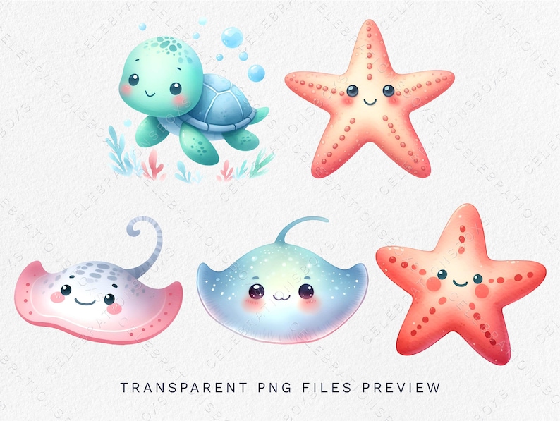 Watercolor Undersea Clipart, Underwater Clipart, Sea Animals Clipart ...