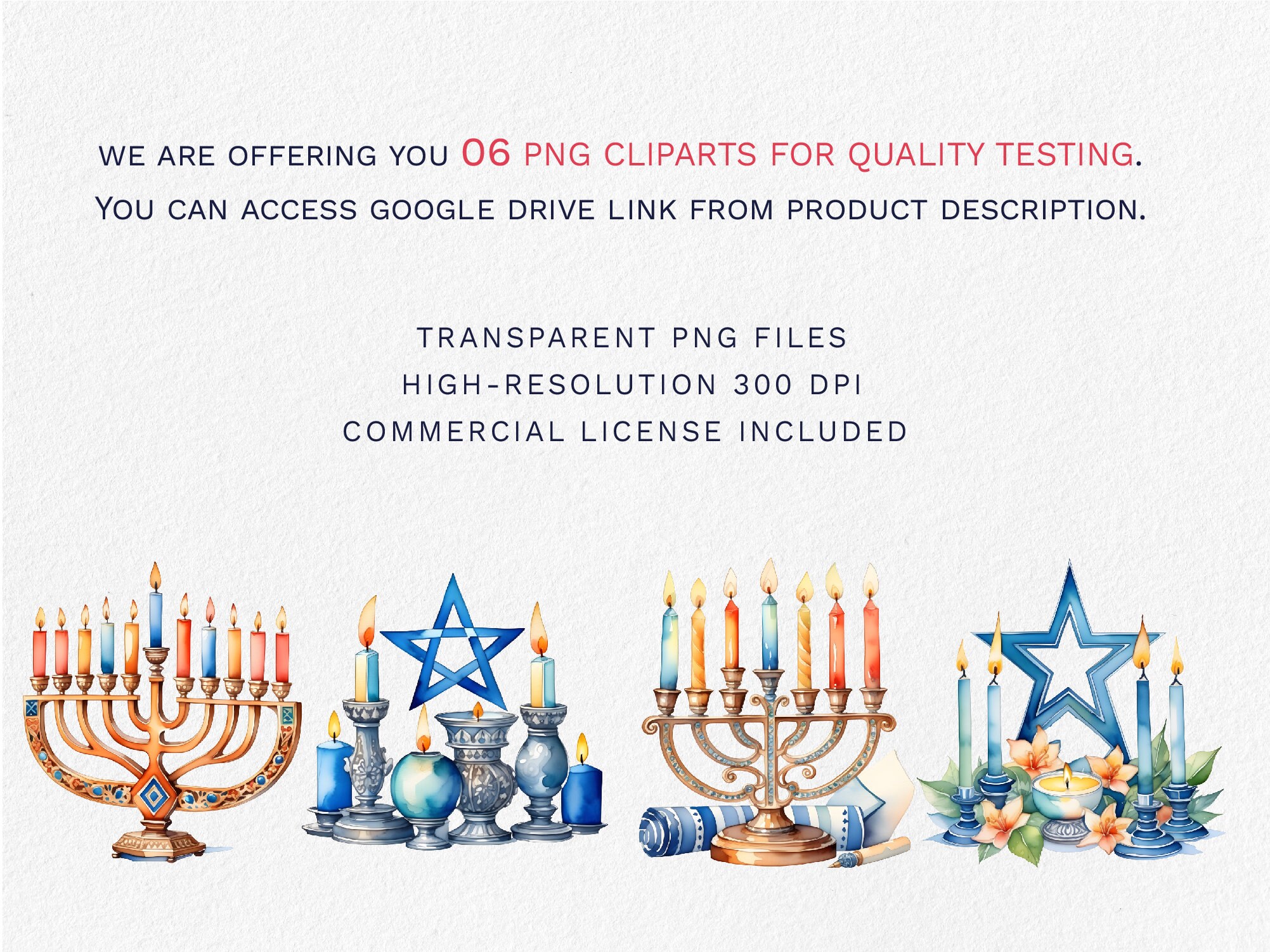 Hanukkah Clipart Bundle Menorah Jewish Dreidel Star of David PNG Hebrew ...