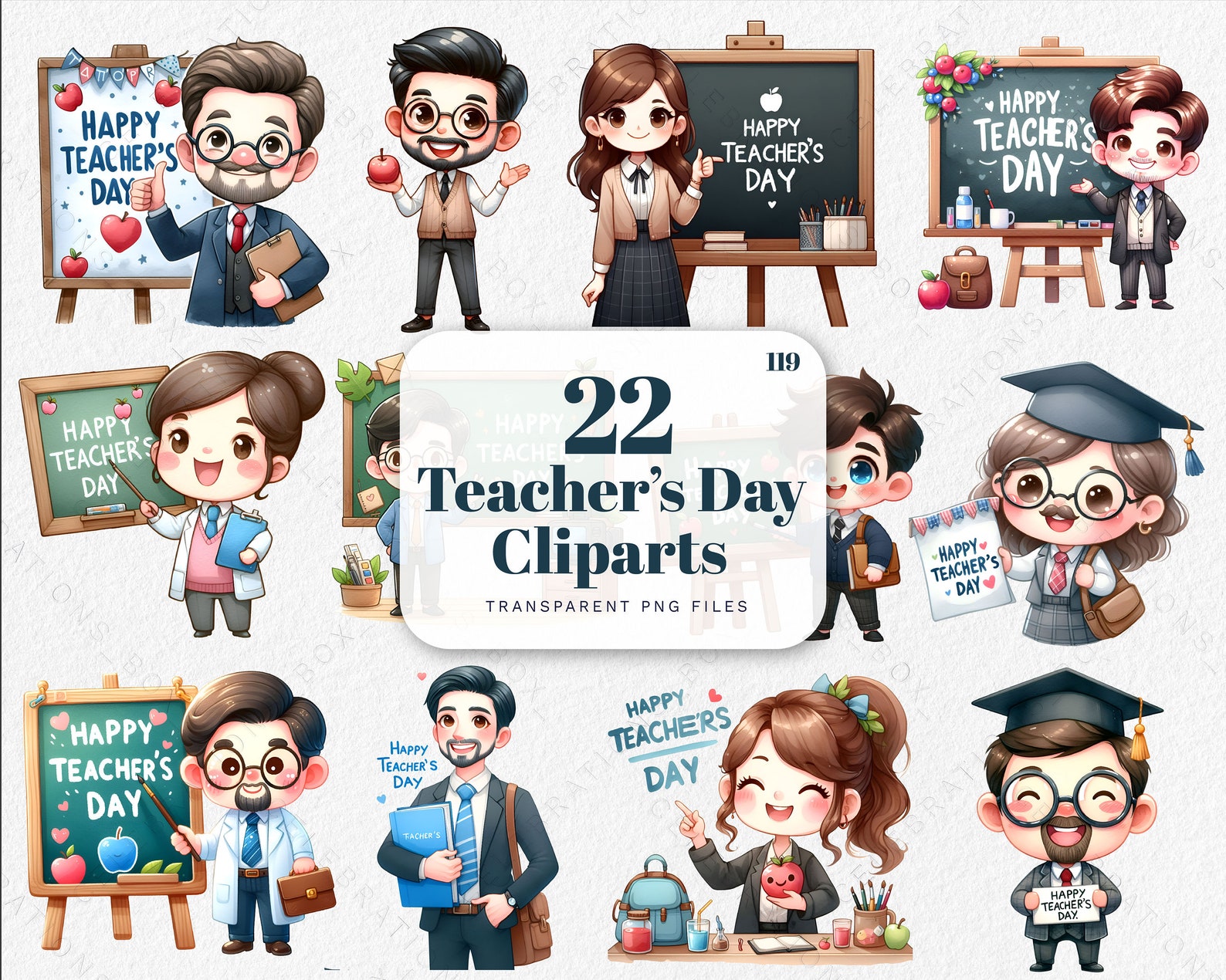 Happy Teacher Day Clipart, Back to School PNG, Teacher's Day ...