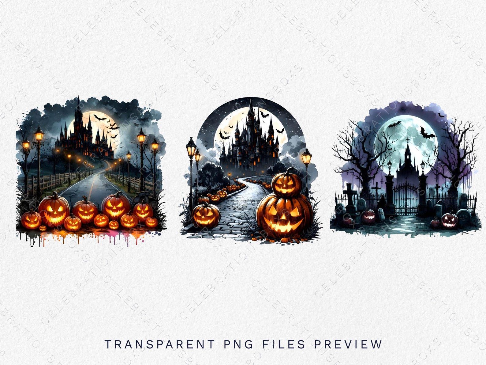 Watercolor Halloween Castle PNG Clipart, Spooky Castle, Haunted ...