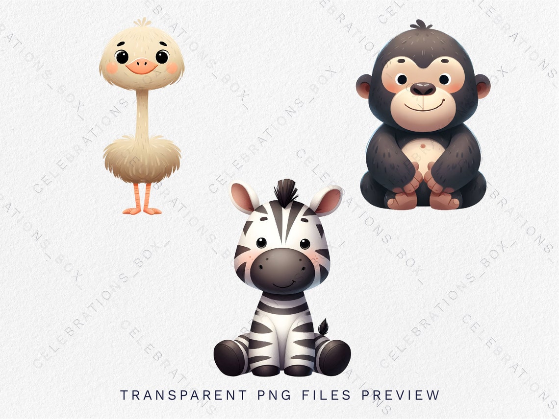 Cute Watercolor Safari Animals Clipart Baby Boho Safari Jungle Animals ...