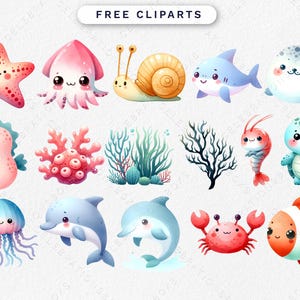 Watercolor Undersea Clipart, Underwater Clipart, Sea Animals Clipart ...