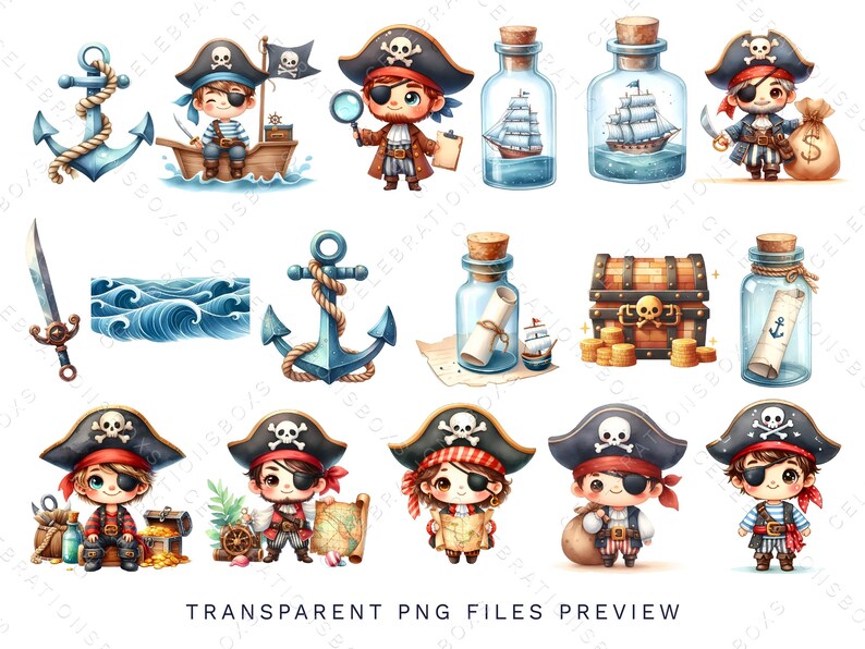 Cute Pirate Clipart, Pirate Ship Clipart, Treasure Island, Pirate ...