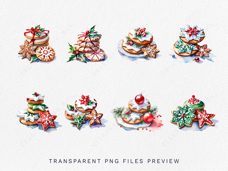 Watercolor Christmas Cookies Clipart, Gingerbread Clipart, Sweets ...