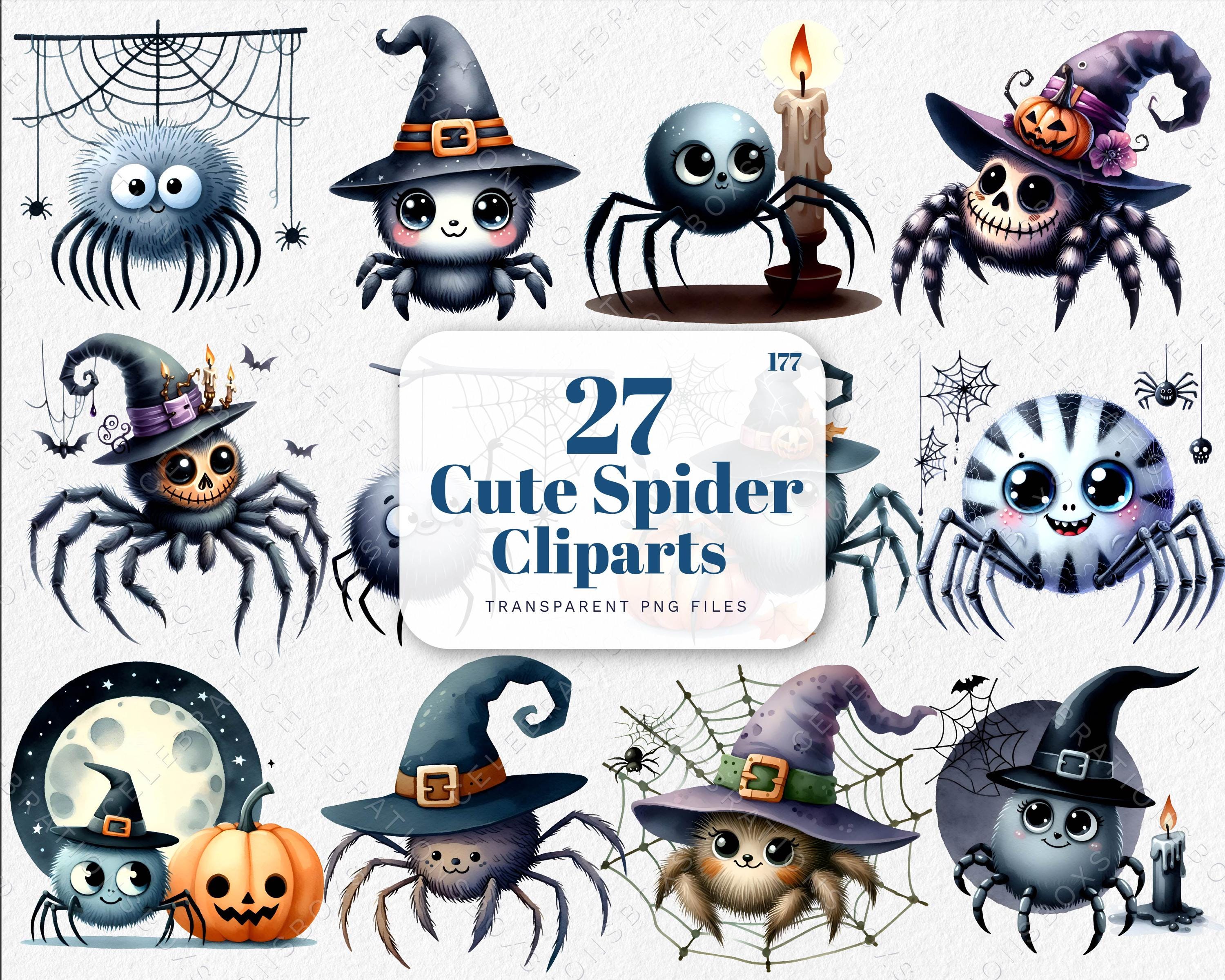 Cute Halloween Spider Clipart, Kawaii Spider, Adorable Halloween Spider ...