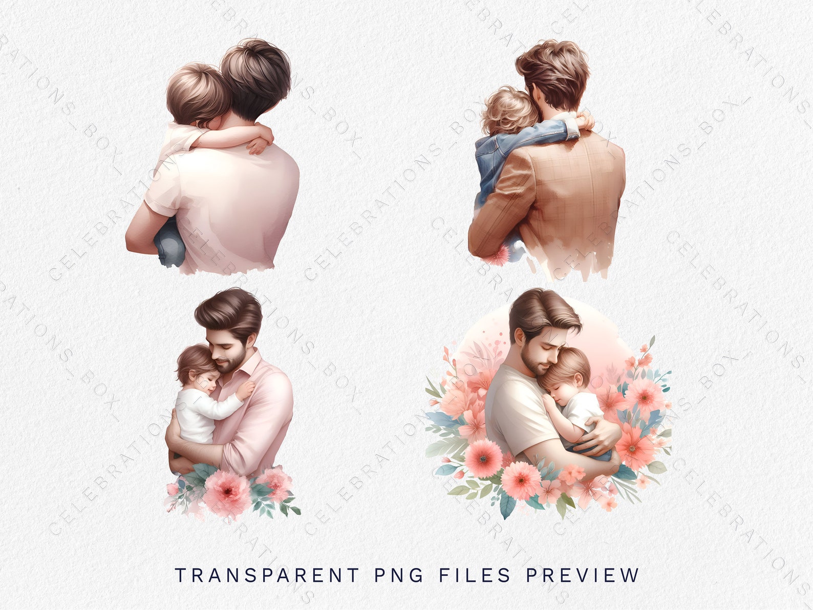 Watercolor Father's Day Clipart I Love Fathers Day Bundle Best Dad Day ...