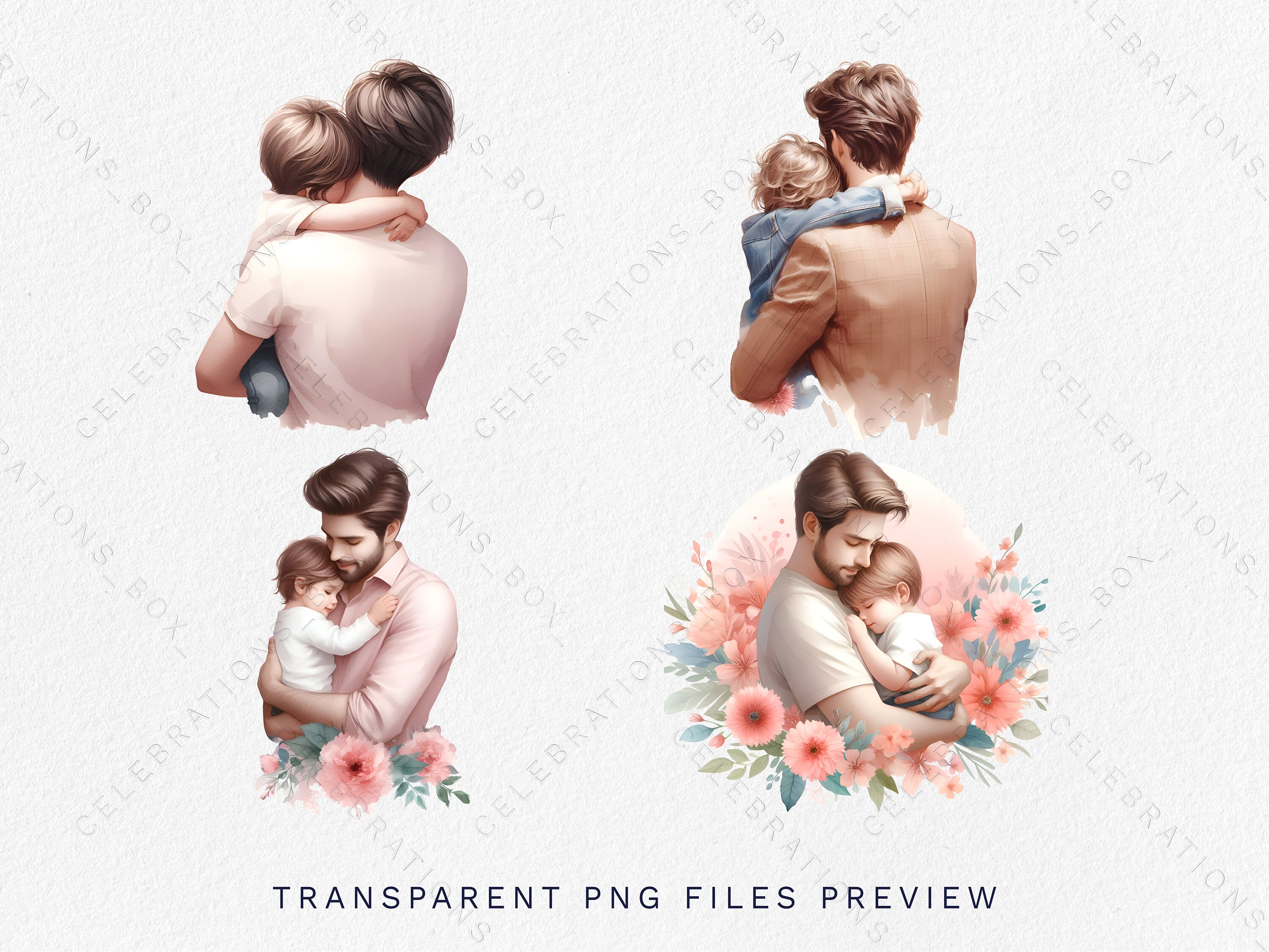 Watercolor Father's Day Clipart I Love Fathers Day Bundle Best Dad Day ...