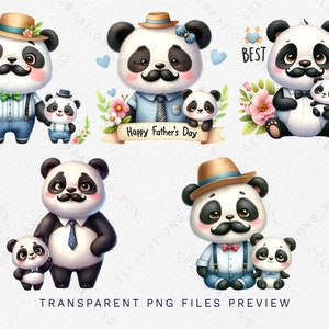 Daddy Panda & Baby Panda Clipart Watercolor Dad and Son Clipart, Happy ...