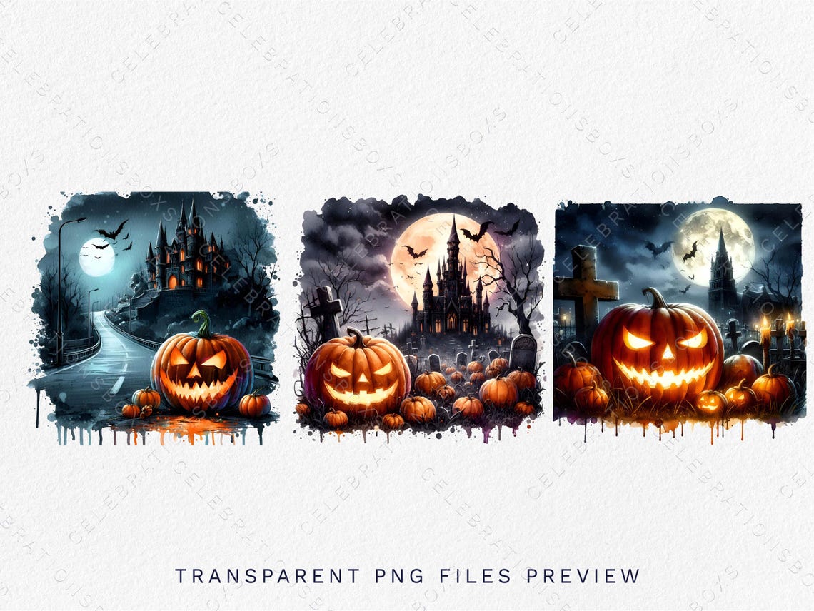 Watercolor Halloween Castle PNG Clipart, Spooky Castle, Haunted ...