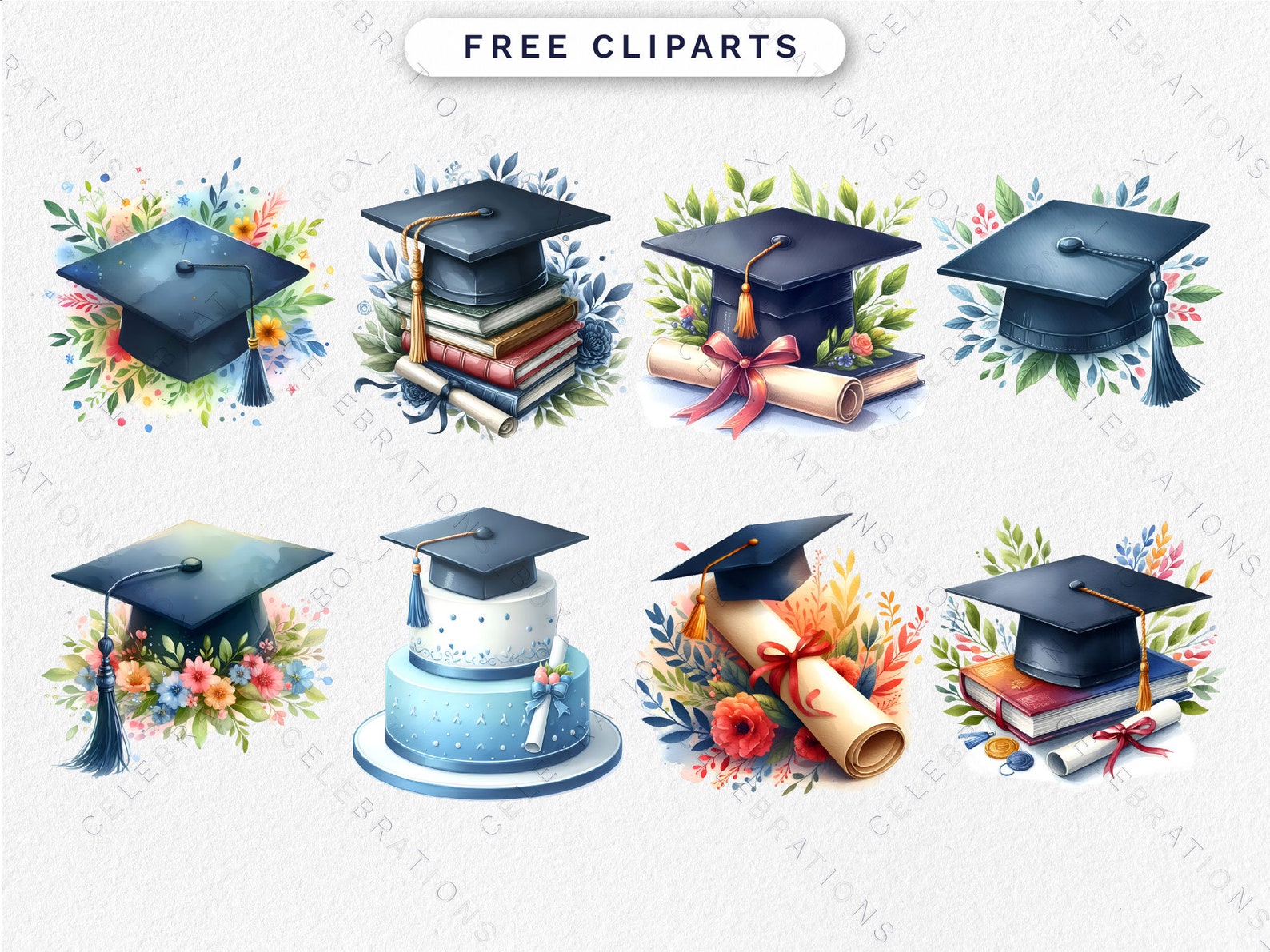 Graduation Cap PNG, Graduation Hat, Educational Clipart, Watercolor ...