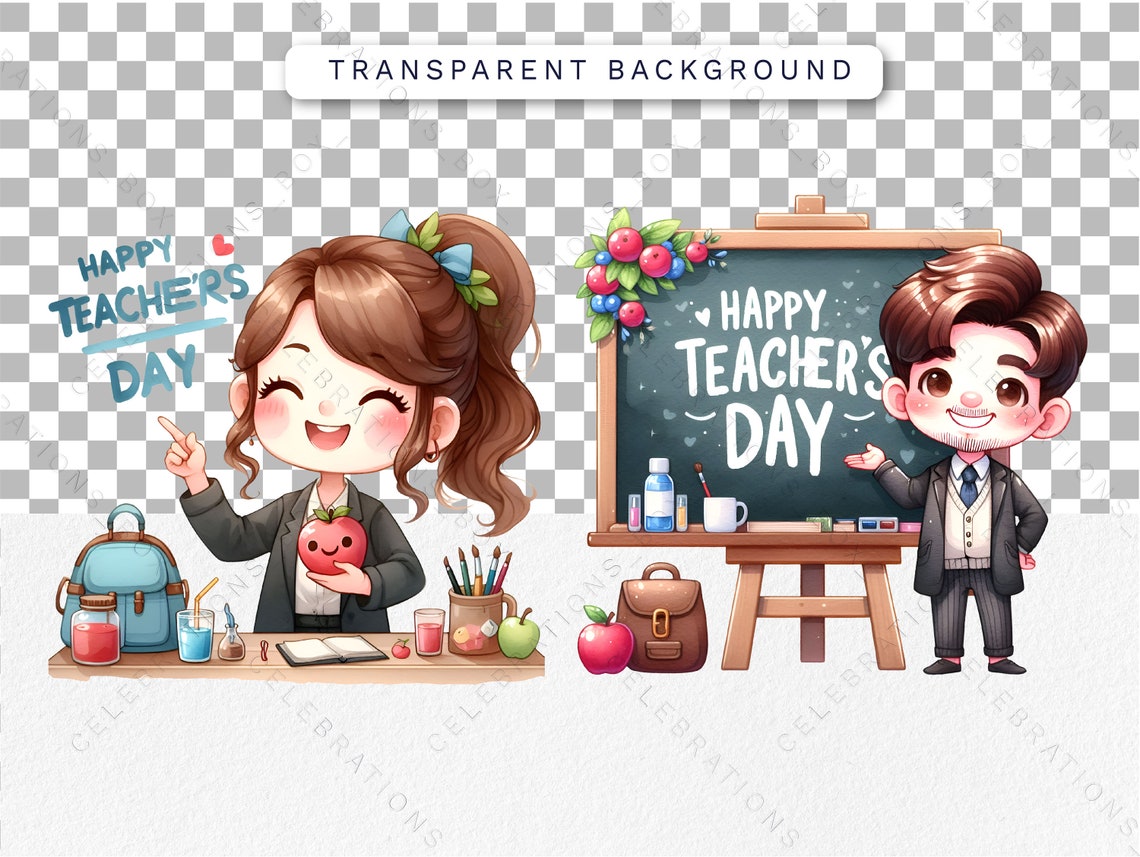 Happy Teacher Day Clipart, Back to School PNG, Teacher's Day ...
