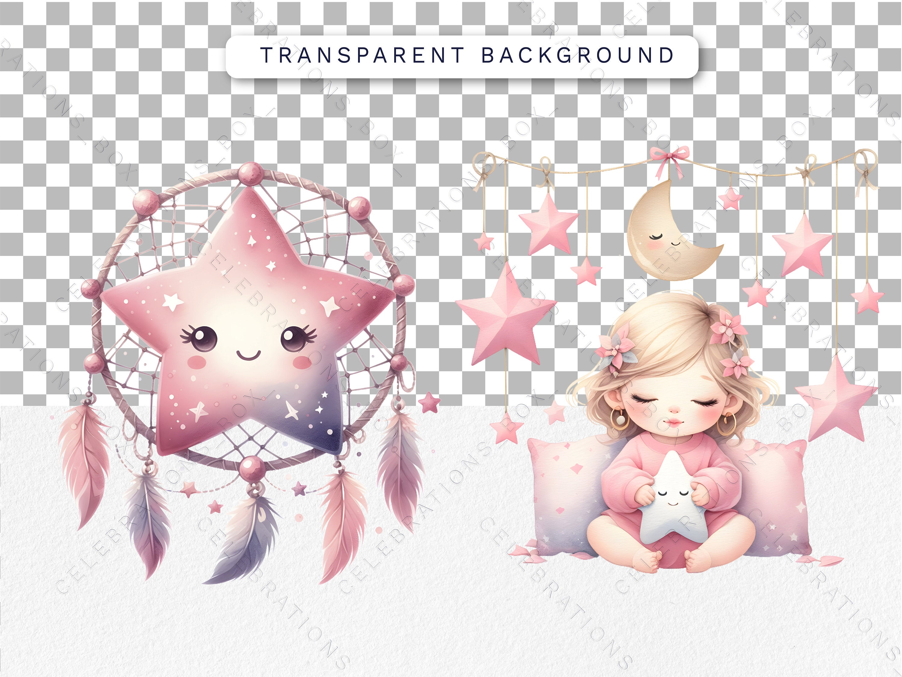 Its a Girl Babyshower Clipart Watercolor Pink Baby Shower PNG Newborn ...