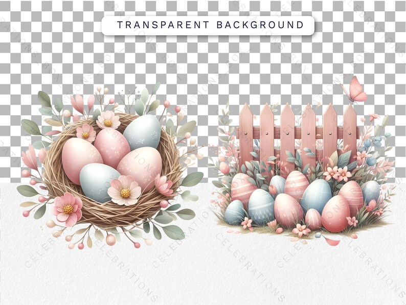 Pink Easter Clipart Bundle Easter Floral Bunny Chicken Basket Eggs ...