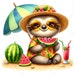 Watercolor Summer Animals Clipart, Panda Clipart, Summer Beach PNG ...