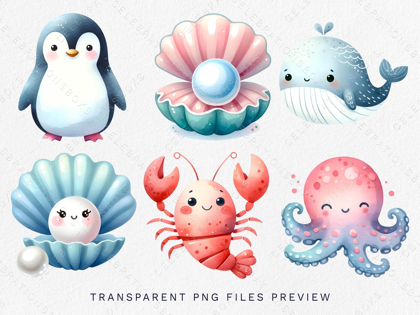 Watercolor Undersea Clipart, Underwater Clipart, Sea Animals Clipart ...