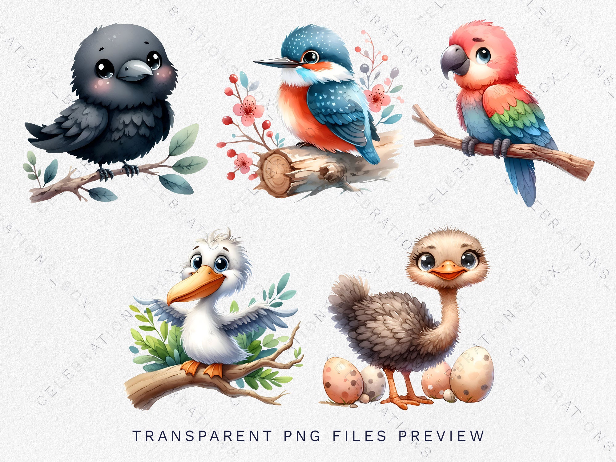 Cute Birds Clipart, Adorable Cute Bird Clipart Bundle, Jungle Birds on ...