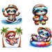 Summer Animals Clipart, Sloth Clipart, Summer Beach PNG, Ocean Graphics ...