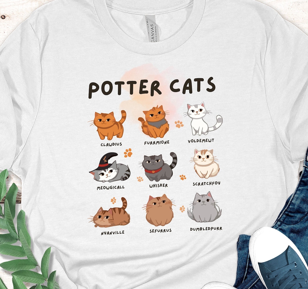 Funny Cat T-shirt, Potter Cats Shirt, Cat Lovers Tee, Womens Cat Shirt ...