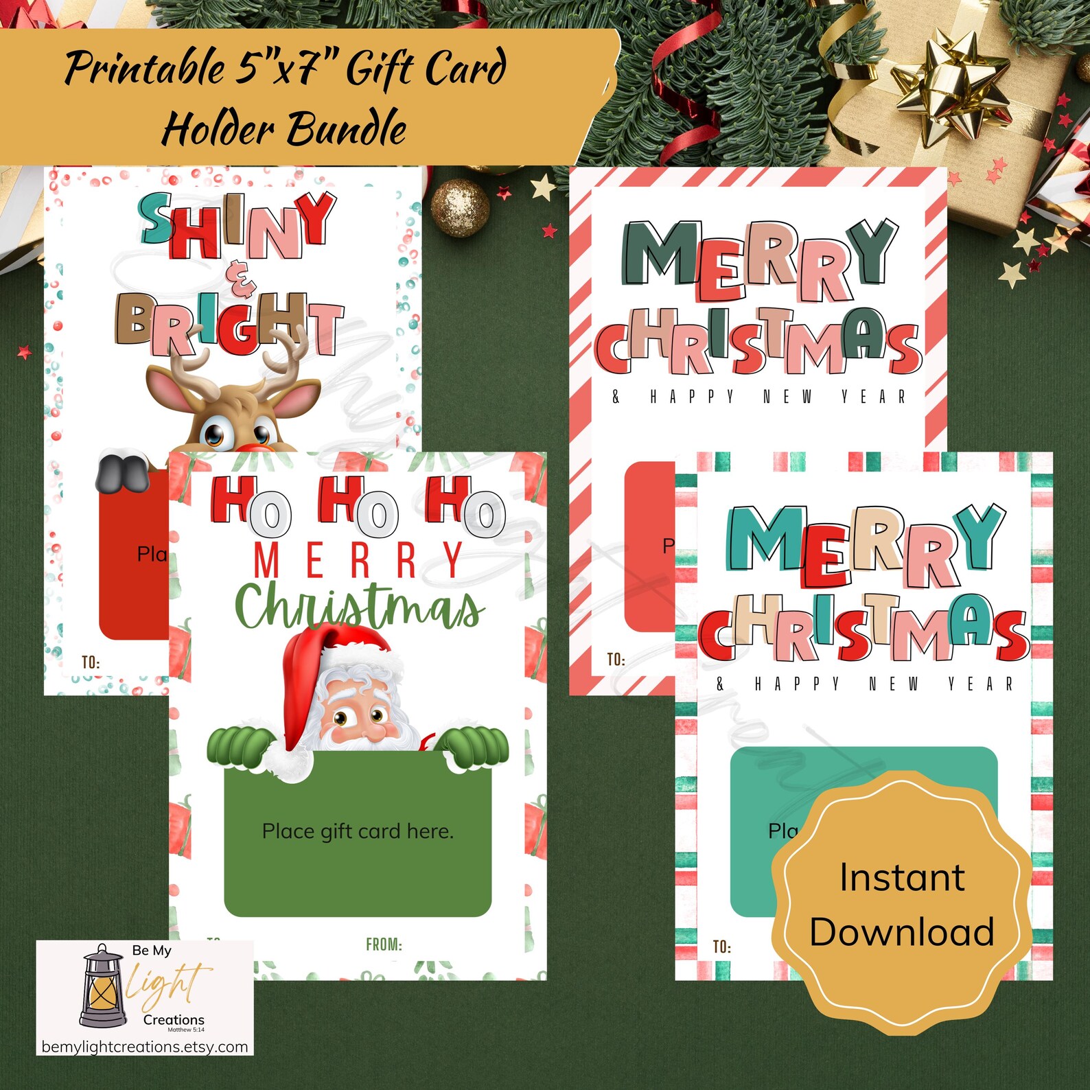 Christmas Printable Gift Card Holder Bundle Christmas Gift Fun ...