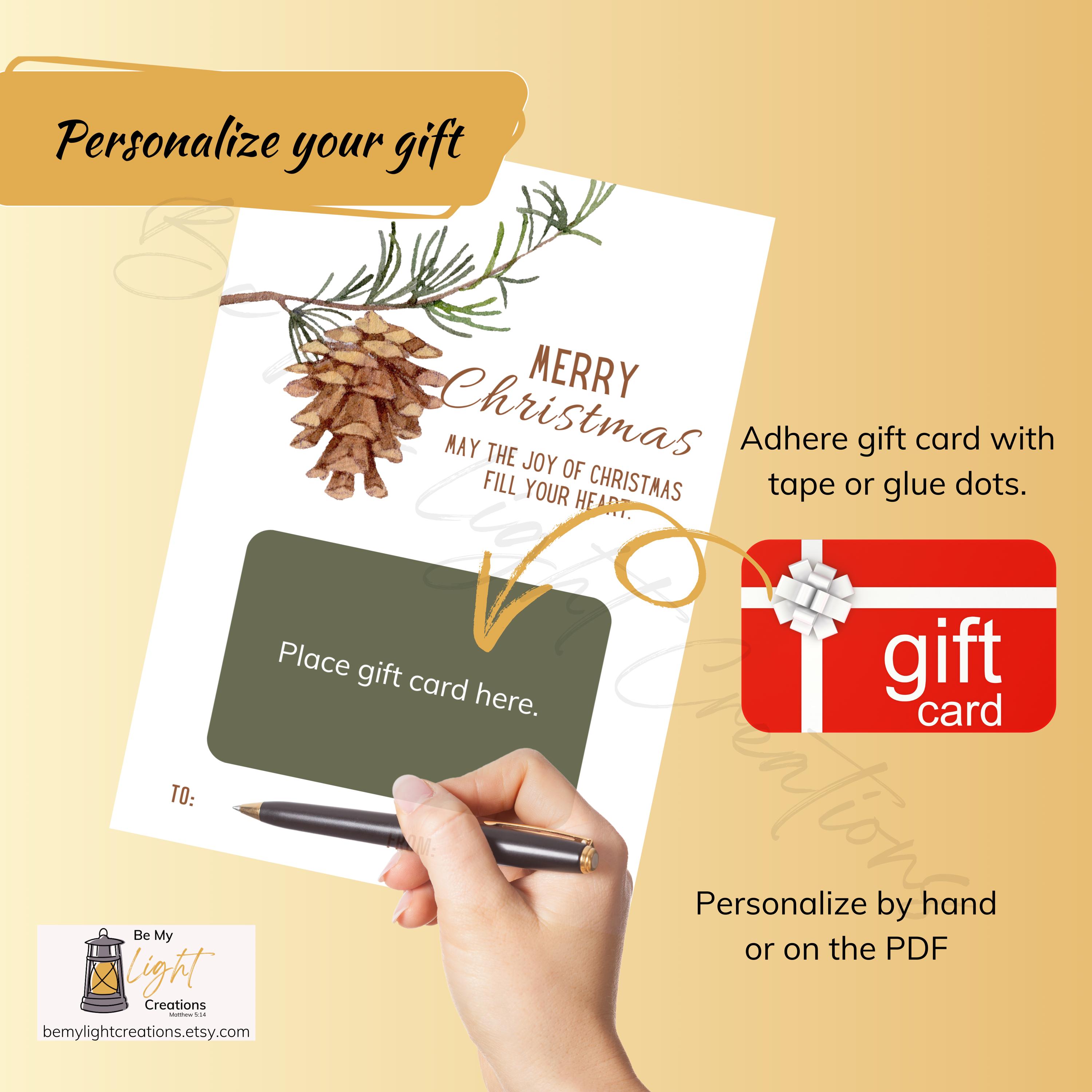 Christmas Printable Gift Card Holder Bundle Christmas Gift Simple ...