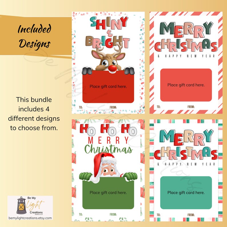Christmas Printable Gift Card Holder Bundle Christmas Gift Fun ...