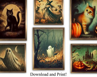 Set of 25 Halloween Printable Gallery Wall Art Bundle - Etsy
