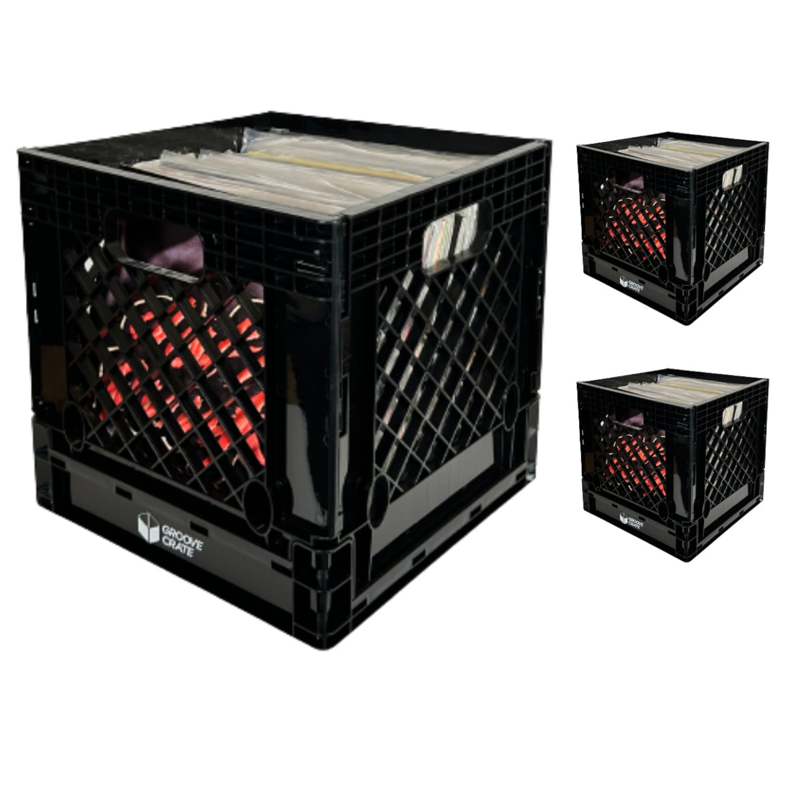 Vinyl Record Storage Crate for 12" Vinyl LP Collapsible and Stackable ...