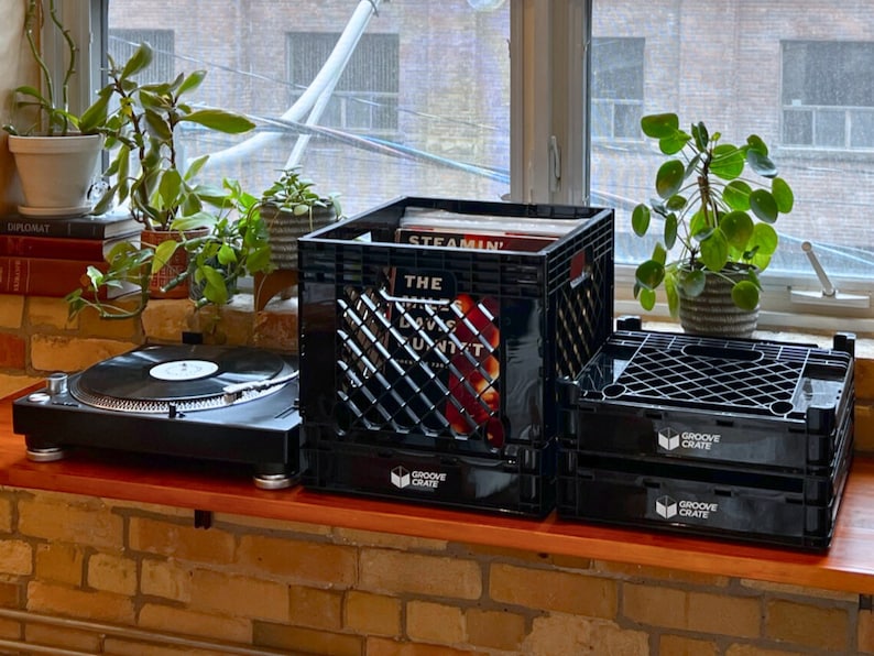 Vinyl Record Storage Crate for 12" Vinyl LP Collapsible and Stackable ...