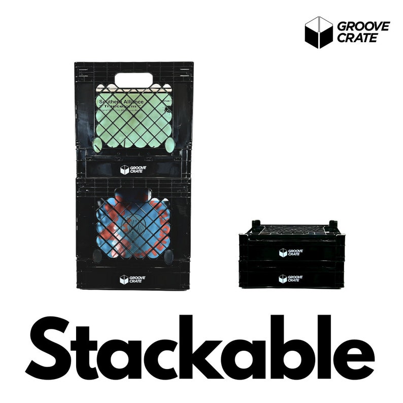 Vinyl Record Storage Crate for 12" Vinyl LP Collapsible and Stackable ...