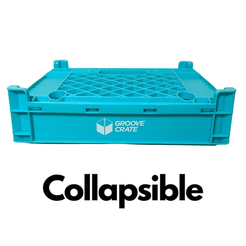 Diamond Blue Vinyl Record Storage Crate - Collapsible Stackable 3-pack ...