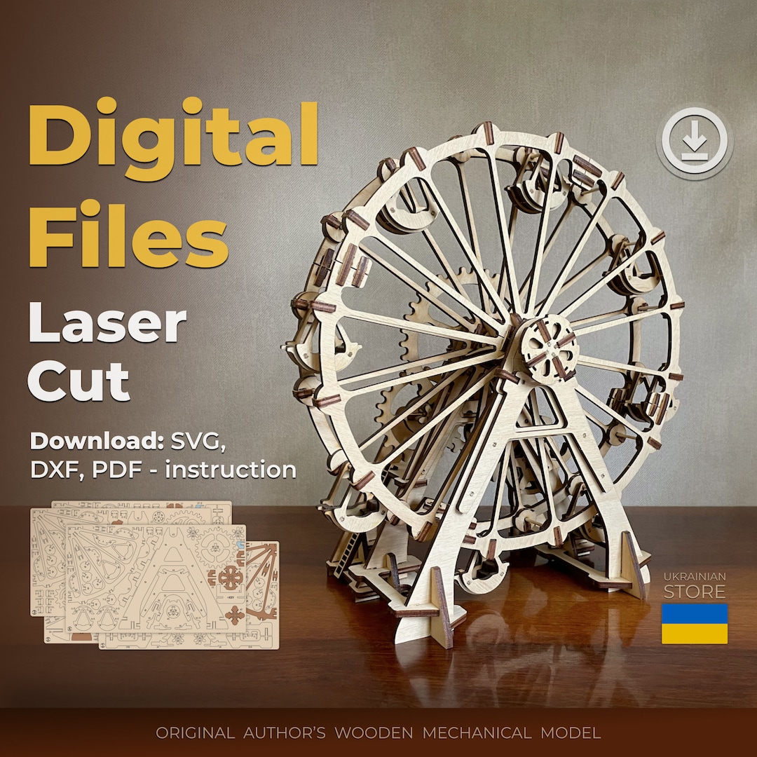 Ferris Wheel – Laser Cutting File, Wooden Model, SVG DXF Plywood Design ...