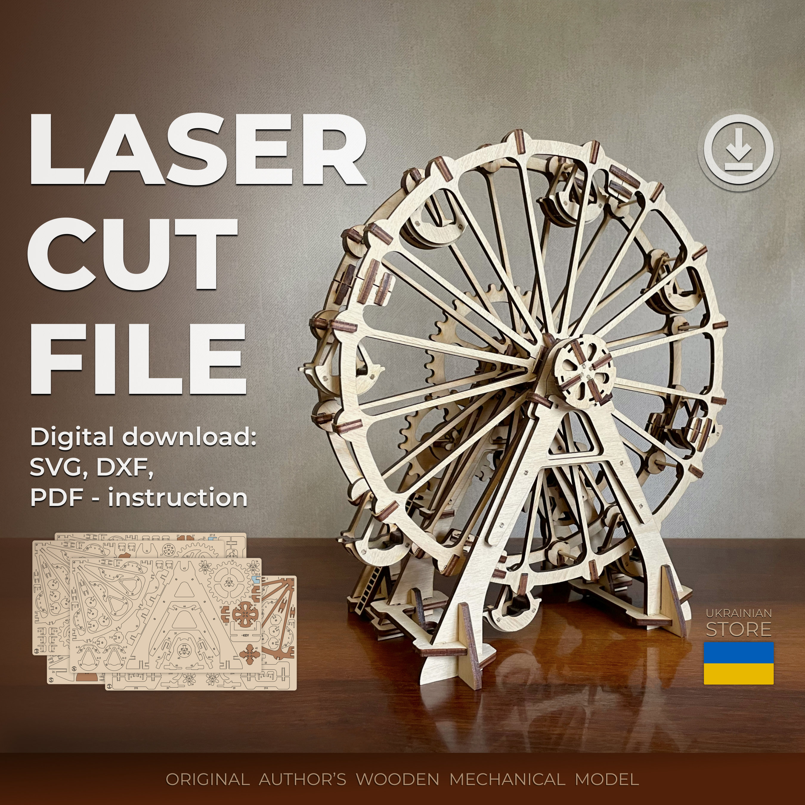 Ferris Wheel Laser Cutting File, Wooden Model, SVG DXF Plywood Design ... Ferris Wheel Laser Cutting File, Wooden Model, SVG DXF Plywood Design ...