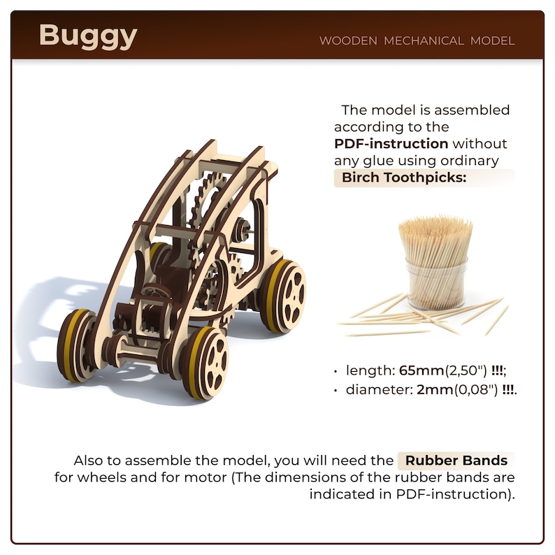 Buggy – SVG Laser Cut File, Wooden Mechanical Model, Plan for Cutting ...