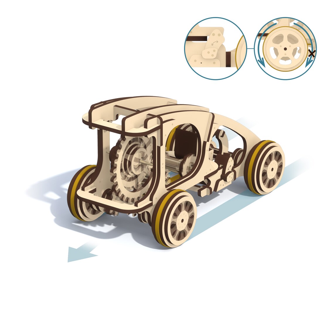 Buggy – SVG Laser Cut File, Wooden Mechanical Model, Plan for Cutting ...