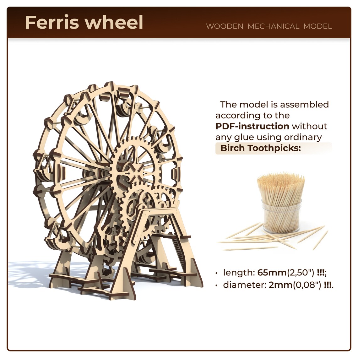 Ferris Wheel – Laser Cutting File, Wooden Model, SVG DXF Plywood Design ...