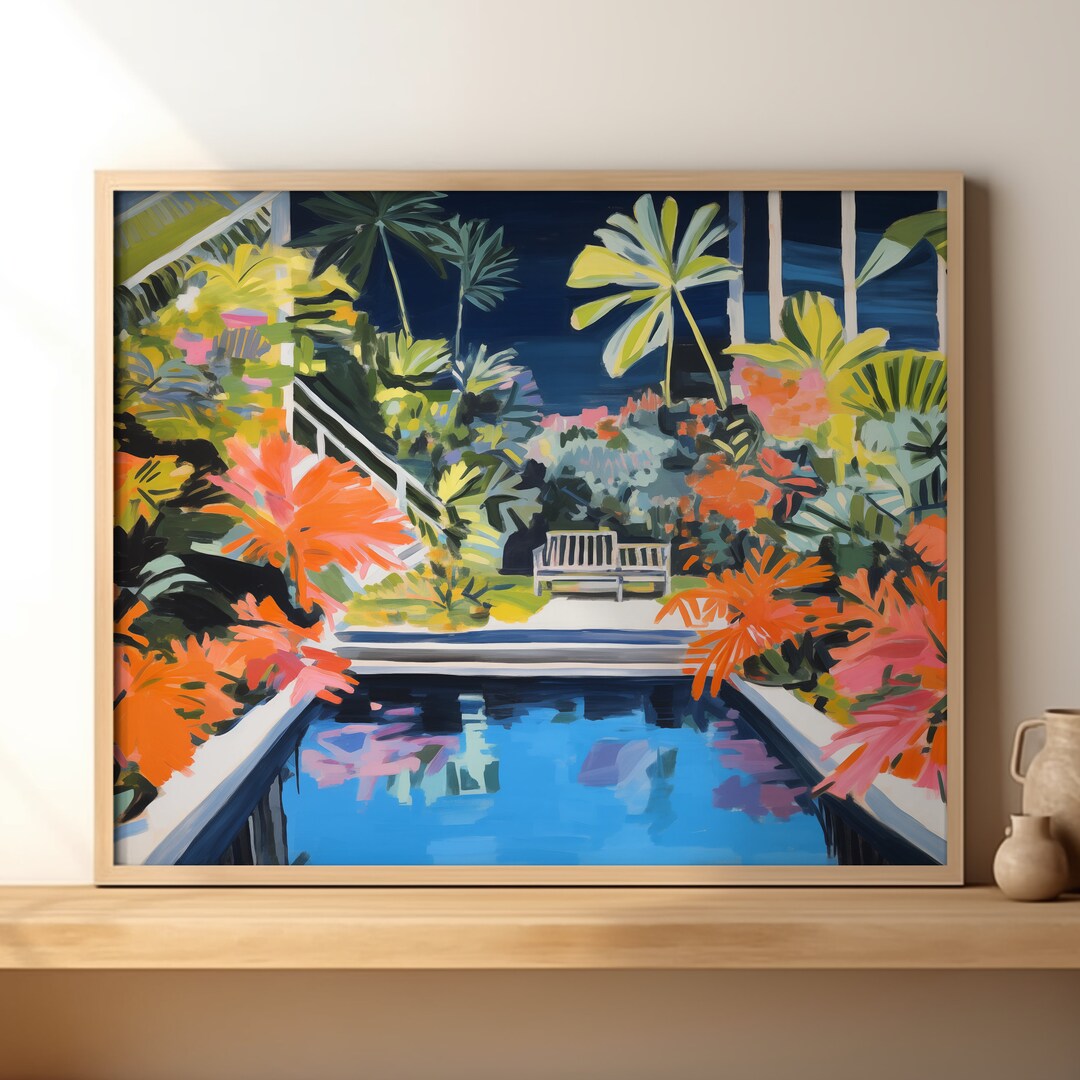 Tropical Pool Painting Digital Download - Etsy