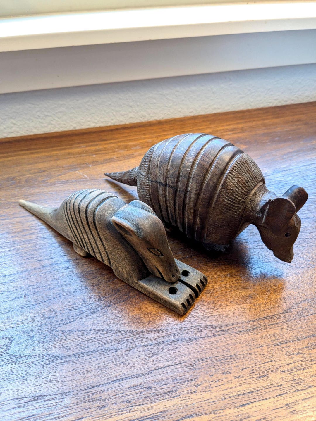 Group of Two Carved Wooden Armadillos - Etsy