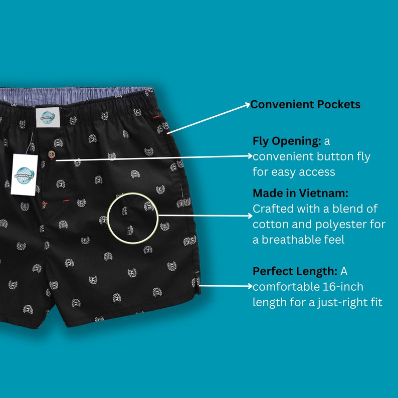 Unisex Woven Cotton Boxers With Pockets and Button Fly, Men’s Underwear ...