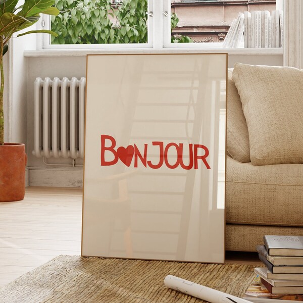 Bonjour Print - Etsy UK