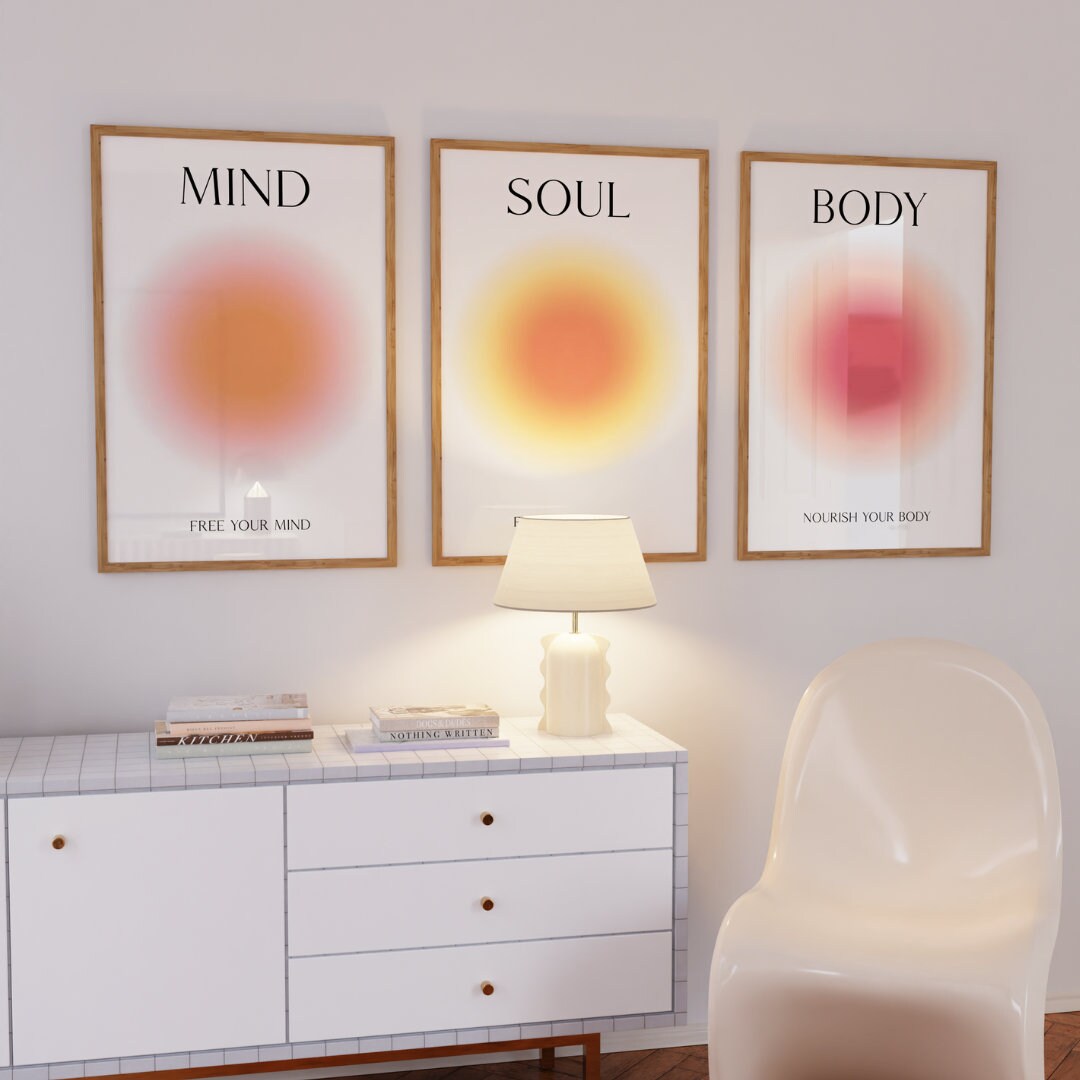 Set of 3 Posters Aura Poster Aesthetic Posters Retro Wall - Etsy