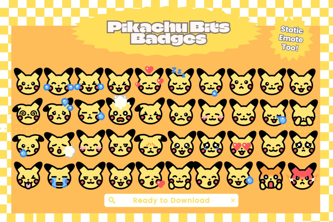 Pikachu Bit Badges for Twitch and Discord Static Emote Twitch Emotes ...